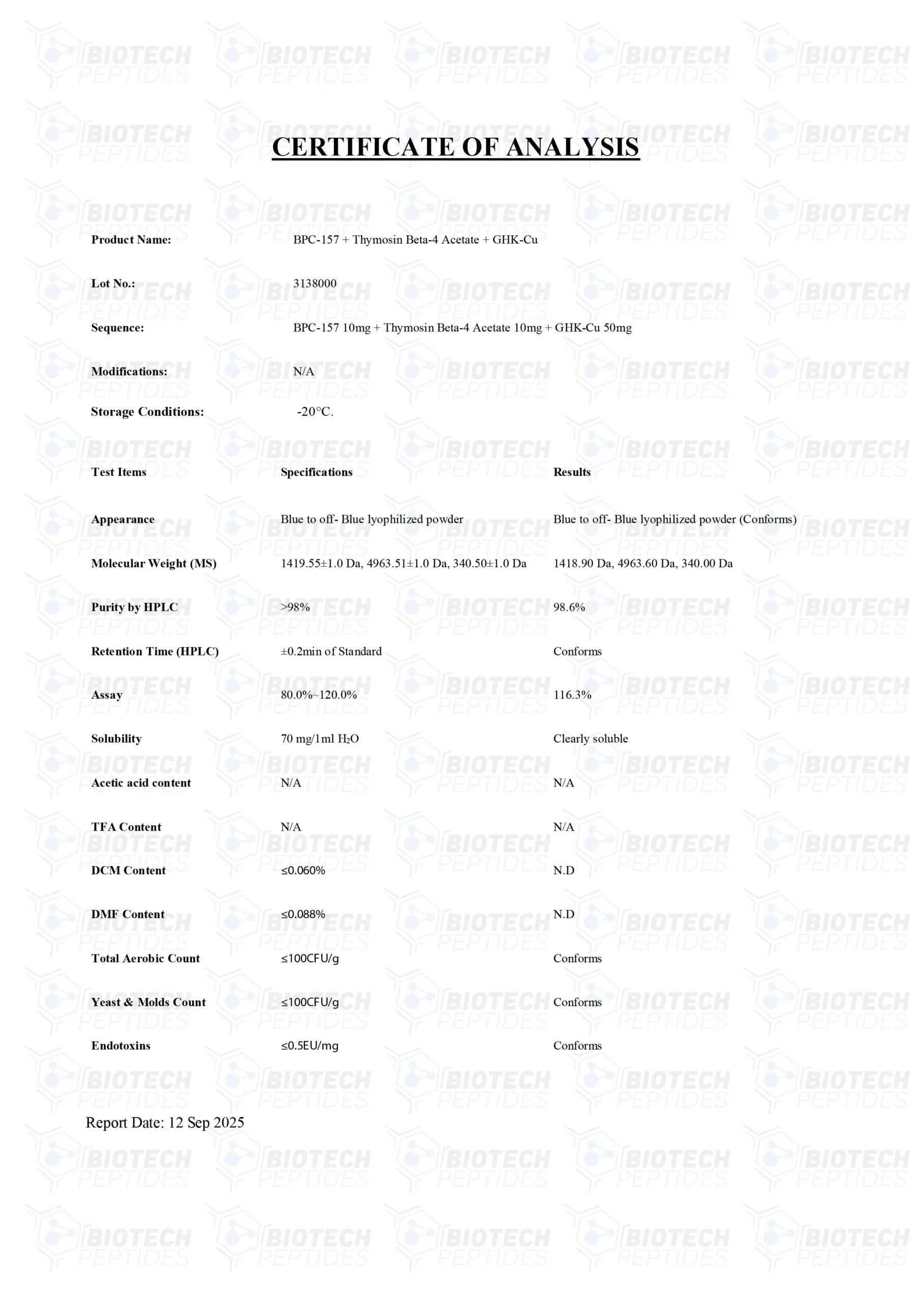 Buy BPC-157 & TB-500 & GHK-Cu Blend (70mg)